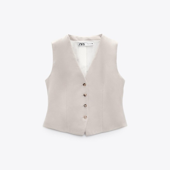 Zara | Tops | Zara Vest And Pants Set In Beige | Poshmark